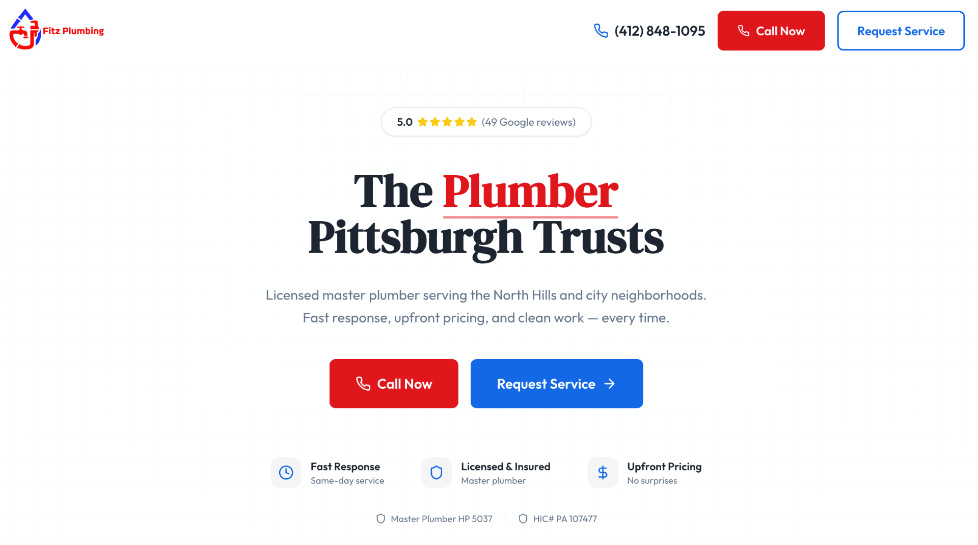 The Plumber Pittsburgh Trusts | Fitz Plumbing LLC